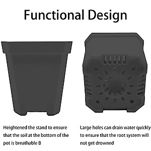 EBaokuup 10PCS Plant Nursery Pots with Humidity Dome, 3" Soft Plastic Gardening Pot Square Plant Container, Seed Starting Pot with Drain Holes for Seedlings/Vegetables/Succulents/Cuttings