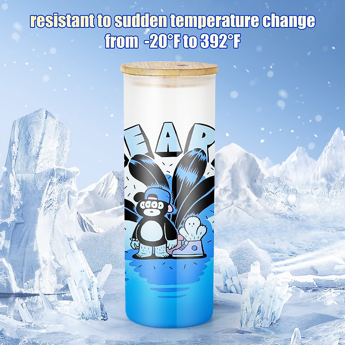 AGH 25 oz Sublimation Glass with Bamboo Lid, 6 Pack Frosted Sublimation Beer Can Glass, Gradient Color Material, Suitable for Beer, Juice, Ice Water, Drinks, Etc.