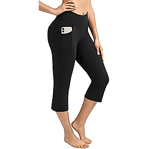 IUGA Yoga Pants with Pockets for Women High Waisted Capri Bootcut Pants Straight Leg Yoga Capris Pants Work Casual Workout