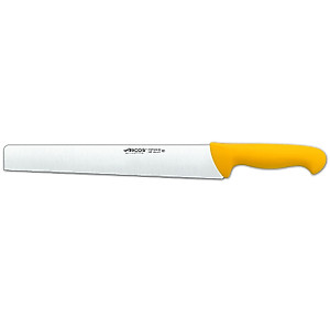 Arcos Salami Knife 12 Inch Nitrum Stainless Steel and 300 mm blade. Ergonomic Polypropylene Handle. Series 2900. Features different handle colors to make it easier for each food group. Color Yellow.