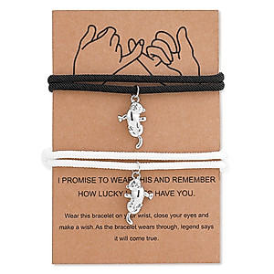 SLOONG 2Pcs Couple Bracelets Otter Bracelet for Women Magnetic Bracelets set Cute Sea Otters Gifts for Mom Sister Girlfriend Boyfriend Best Friend Forever BFF Bracelet for 2