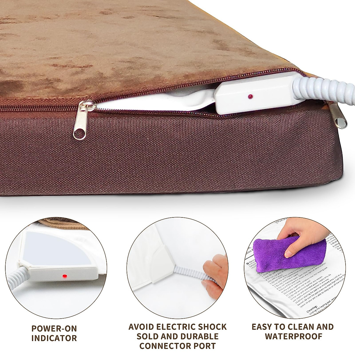 NAMOTEK Outdoor Heated Pet Bed for Cats Dog in Winter with Orthopedic Foam Base Auto Constant Temperature Electric Heating Pad & Waterproof Liner for Dog House Cabin Cot Doorway(19.7"Lx15.7"Wx1.7"Th)