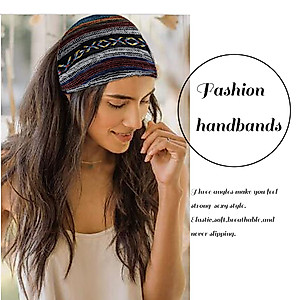 CAKURE Boho Wide Headbands African Head Wraps Stretchy Hairbands Stripe Turban Head Bands for Women and Girls Pack of 3 (Set2b)