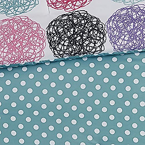 Mi Zone Carly Comforter Set, Doodled Circles Polka Dots Bed Sets– Ultra Soft Microfiber Teen Bedding For Girls Bedroom, Twin/Twin XL, Teal Purple 3 Piece
