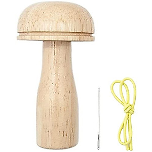 Wooden Darning Mushroom Household Needles Storage Container Portable Sewing Accessories, Darning Egg for Adults & Kids DIY, Handicraft Class, Travel, Home Darner