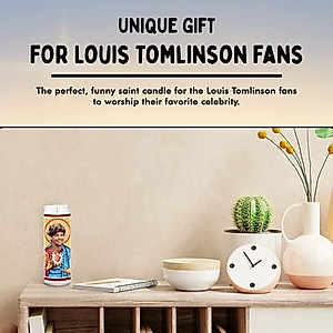 Louis Celebrity Prayer Candle - Funny Saint Candle - 8-inch Glass Prayer Pop Culture Votive - Handmade in USA - Funny Celeb Novelty Best Music Gift