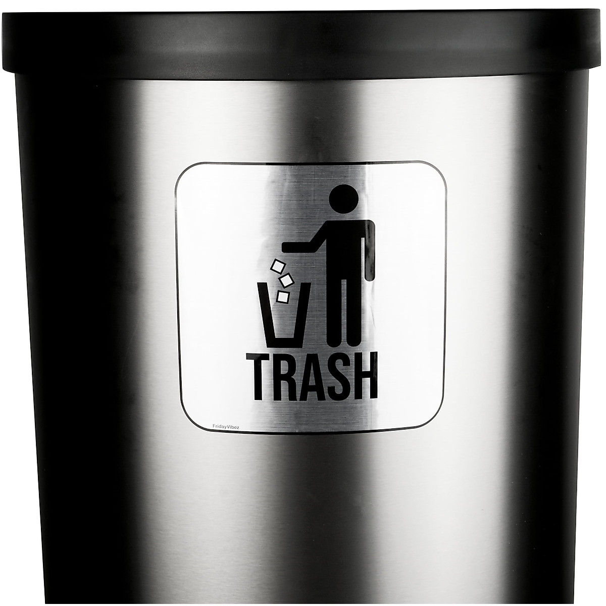 Recycle and Trash Stickers for Kitchen Trash Cans and Recycling Bins, Indoor Trash and Recycle Sticker Combo for Garbage Can Logo Symbol, 2 Decal Adhesives, 6.5 x 6.5 Inch Square Metallic Decals