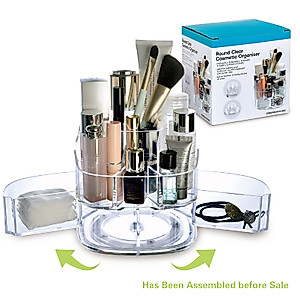 Homhope 360 Rotating Makeup Organizer, Acrylic Cosmetic Storage Display Case,Bathroom Counter Organizer,Skin Care Rack for Vanity,Clear Holder for Makeup Brush,Lipstick