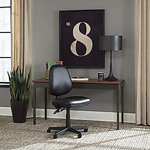 OFM, Black Straton Vinyl Office Chair With Lumbar Support, Adjustable Back & Seat Height, 250lb Max Weight With Wheels for Computer/Desk, Mid Back