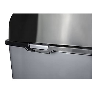 Superio 1.25 Gal Mini Plastic Trash Can with Swing Top Lid Small Waste Bin for Countertop, Desk, Vanity, Bathroom 5 Quart (Grey/Black)