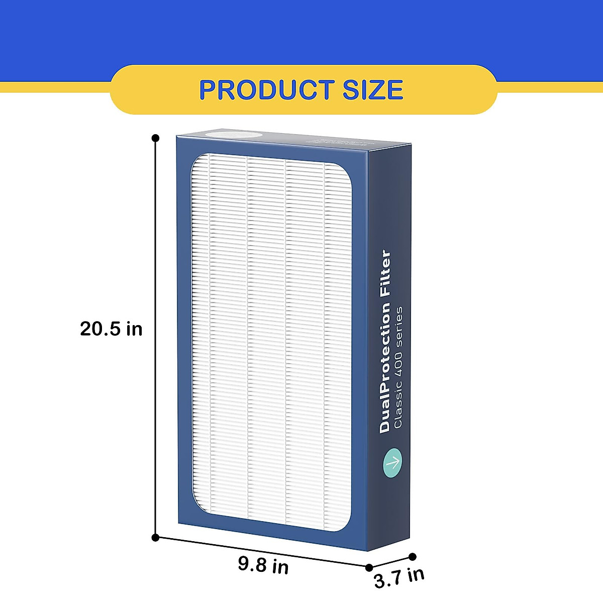 Classic 400 Series DualProtection Filter Replacement Compatible with BLUEAIR Classic 400 Series Air Cleaner Purifiers, 480i, 402, 403, 405, 410, 450E, 455EB, HEPA Filter with Activated Carbon, 2 Pack