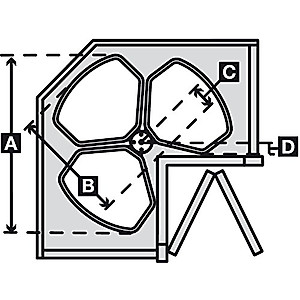 Kitchen Inventions Rotating Corner Base Cabinet Recycling Trash Center with Three Bins 3 x 32 qts Capacity Chrome/White