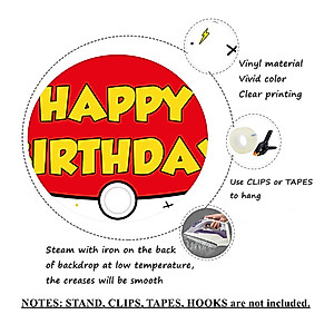 Cartoon Red and White Ball Birthday Backdrop Kids Red and White Ball Magical Pet Photo Background Decorations Child Cake Table Banner Supplies 7x5ft