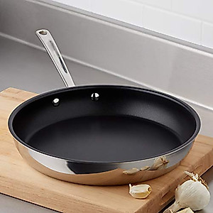 AmazonCommercial Tri-Ply Non-Stick Stainless Steel Fry Pan, 12 Inch