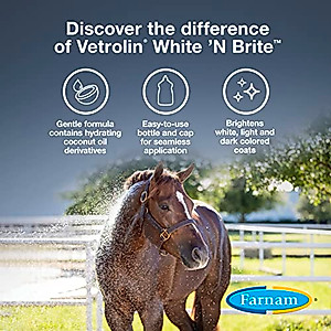 Farnam Vetrolin White ’N Brite Shampoo, Deep Cleaning and Color Brightening Shampoo for Horses and Dogs. 32 ounces
