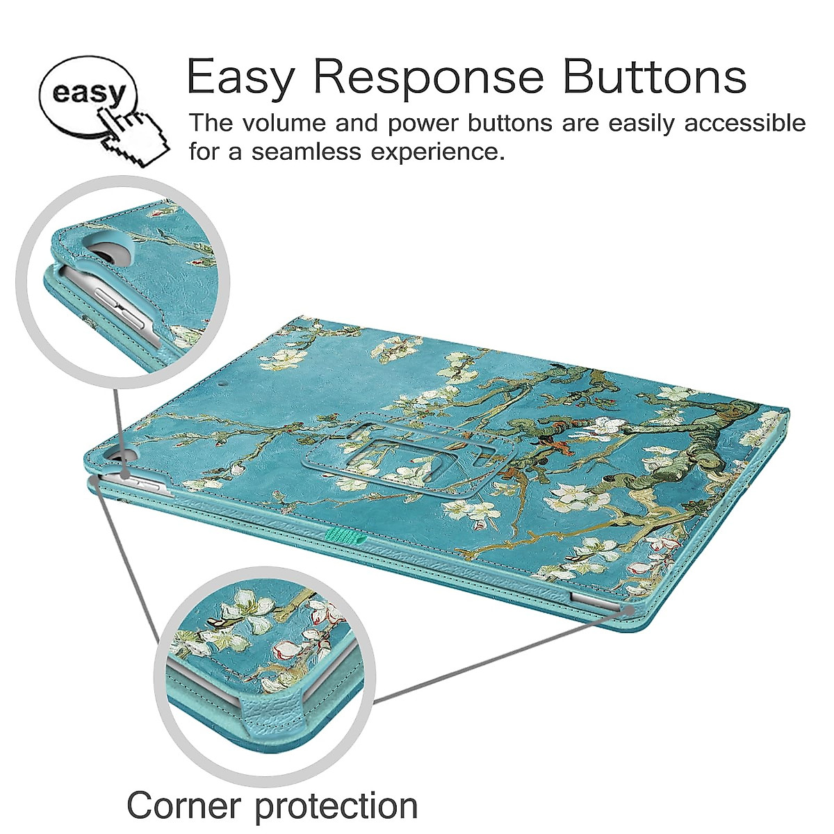 Fintie Folio Case for iPad Pro 12.9 (2nd Gen) 2017 / iPad Pro 12.9 (1st Gen) 2015 - [Corner Protection] Premium PU Leather Smart Stand Protective Cover with Auto Sleep/Wake (Blossom)