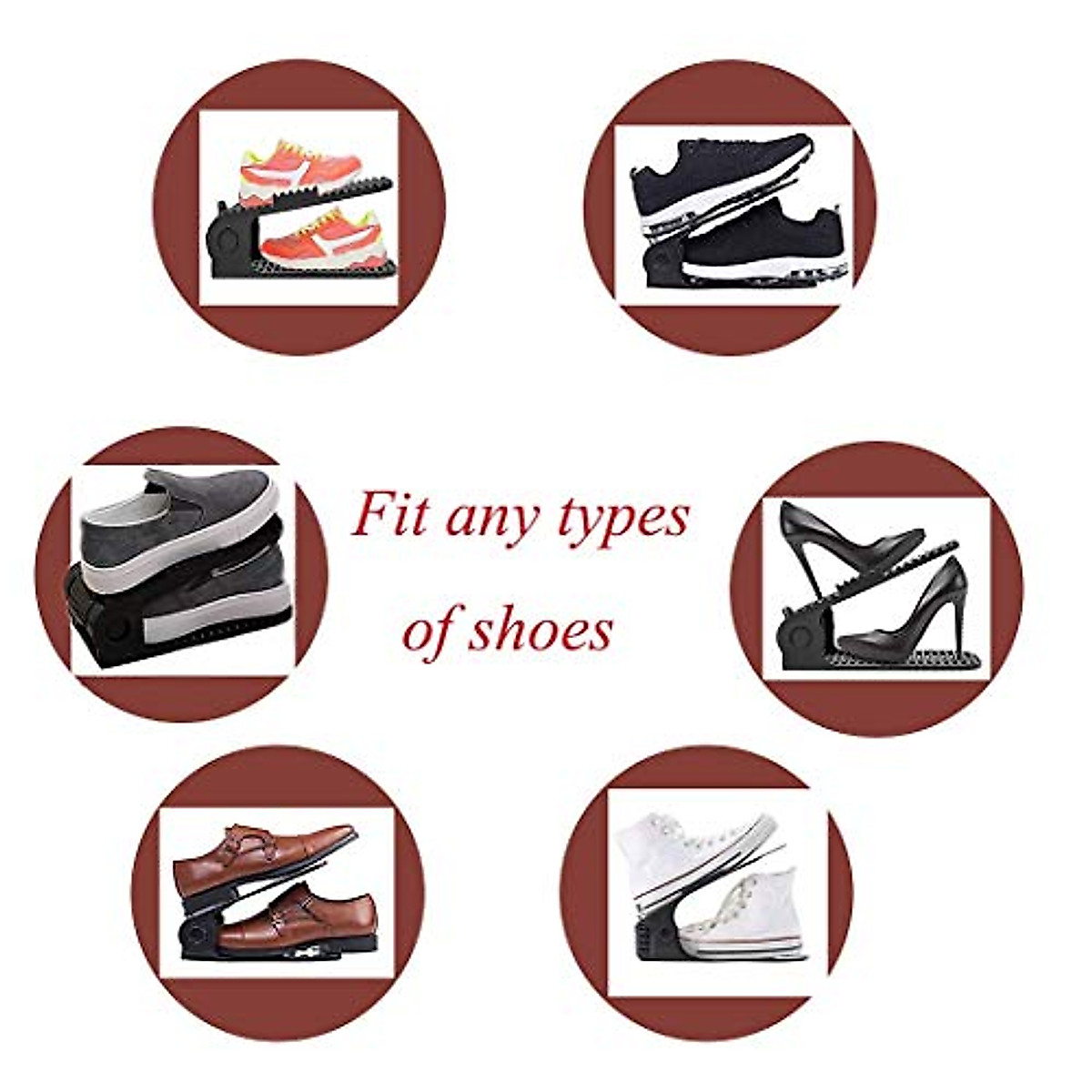 Yagizaai Bayou Shoe Slots, 8 PCS Shoes Slots Organizer, 4-Level Adjustable Shoe Stacker, Upgraded Shoe Space Saver, 50% Space-Saving Shoe Holders(Black)