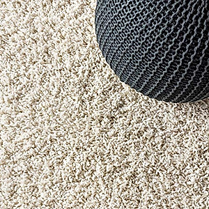 JONATHAN Y MCR100D-8 Mercer Shag Plush Tassel Indoor Area-Rug Bohemian Modern Contemporary Solid Easy-Cleaning Bedroom Kitchen Living Room, 8 X 10, Cream with Tassel