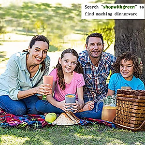 shopwithgreen 10 Inch Wheat Straw Dinner Plates, Unbreakable Sturdy Plastic Dinner Plates, Microwave and Dishwasher Safe