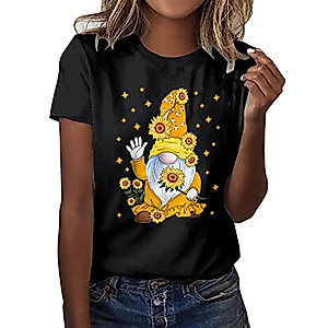 Women's Classic Version Type Cotton Short Sleeve Crewneck T Shirt Fun Printed Festival Black