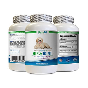 HAPPY PET VITAMINS LLC Dog Joint and Hip Supplement - Dog Hip and Joint Health - Stiff Joint Solution - LUBRICATES Joints - Vet Approved - Dog glucosamine Chews - 1 Bottle (120 Treats)