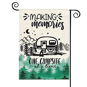 AVOIN colorlife Making Memories One Campsite At A Time Camping Garden Flag Double Sided, RV Campfire Firepit Yard Outdoor Decoration 12 x 18 Inch