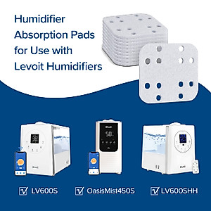 LEVOIT Humidifier Replacement Filters 10-Pack, Mineral Absorption Pad,Compatible with LV600S,LV600HH,OasisMist450S,Capture Fine Particles in Water Tank to Improve Humidification Efficiency,White,18x24