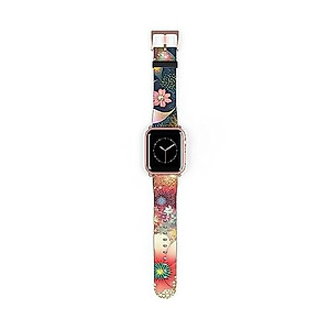 Creative Vibes2 Floral Smart Watch Band Compatible with Smart Watch Series 1, 2, 3, 4, 5, 6, 7, & SE - Leather Watch Bands for Smart Watches (38-41 mm, Gold Matte)