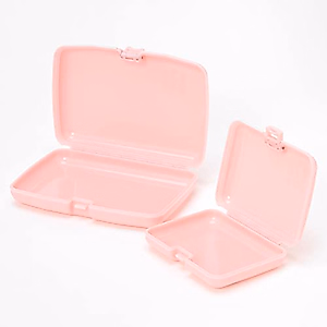 Claire's Exclusive - Caboodles Makeup Case Small - Duo Travel Cosmetic Purse Caboodle for Girls Organizer Storage Box Hard Cases - (Case 1 - 6x4x1) (Case 2 - 4x3x1) 2 Pack Pink