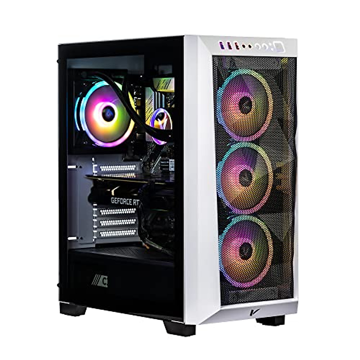 Velztorm White Pilum CTO Gaming Desktop PC Liquid-Cooled (AMD Ryzen 7 5700X 8-Core, GeForce RTX 3070 8GB, 32GB DDR4, 512GB PCIe SSD + 2TB HDD (3.5), RGB Fans, 750W PSU, AC WiFi, BT 5.0, Win11Pro)