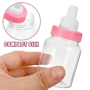 FOMIYES 12pcs Baby Bottles Mini Plastic Milk Bottle Adorable Baby Party Favors for Baby Shower Parties Games Decoration Pink