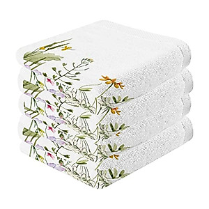 xigua Herbs and Wild Flower2 Wash Cloths 6 Pack - 12 x 12 Inch Super Soft Washcloths for Your Face and Body - 100% Cotton Highly Absorbent Baby Face Towel