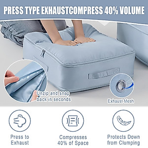 Ultra Space Saving Self Compression Organizer,Self Compression Bags, Heavy Duty Storage Tote for Space Saving, Extra Large Space Saving Bags, Space Bags for Comforters and Blankets (Large,Blue)​