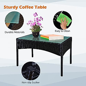 Aweather 4 Pieces Patio Furniture Set, Rattan Outdoor Table and Chairs for Yard,Pool or Backyard Outdoor Indoor Use