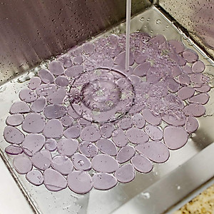 PVC Sink Mat Pad ECO-Friendly Kitchen Sink Protector Mat, Oval, 12"X15" (Lavender)