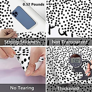 Jeweluck Black and White Wallpaper Peel and Stick Wallpaper Dot Contact Paper 17.7inch×118.1inch Modern Black Contact Paper Peel and Stick Polka Dot Wallpaper Removable Wallpaper for Bathroom Vinyl