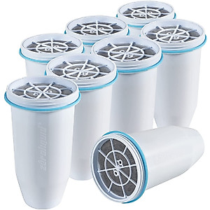 Zeroliquid ZR-017 Water Filter Replacement for Water Pitchers and Dispensers, Advanced 6-Stage Filter to Remove 99.9% Lead, Chlorine, Fluoride, Heavy Metals, BPA Free (8 Pack)