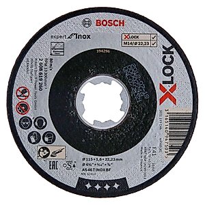 Bosch Professional 2608619260 Straight Cutting Disc Expert (for INOX, X-Lock, Ø115 mm, Bore Diameter: 22.23 mm, Thickness: 1.6 mm)