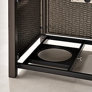 Art Leon 28in Gas Fire Pit Table, 40,000 BTU Outdoor Wicker Patio Propane Fire Pit Table with Lid, 11 Pound Amber Glass Rocks, CSA Certification, for Outside Patio, Garden, Backyard, Khaki