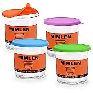 MIMLEN 16oz Pints and Silicone Lids, 4 Pack Replacement Ice Cream Containers for Ninja Creami Compatiable with NC300 NC301 NC299AMZ Series Ice Cream Maker, Dishwasher Safe & BPA-Free