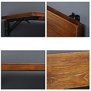 (40" Lx16 W) Industrial Rustic Folding Wall Mounted Workbench Drop Leaf Table, Dining Table Desk, Pine Wood Wall Mounted Bar Tables,Workbench,Study Table,Collapsible Butcher Block Solid Wood Table