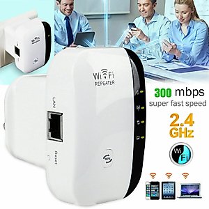 300Mbps WiFi Extender Signal Booster, Wireless Dual-Band Network Repeater, with Ethernet Port, 1-Tap Setup Access Point,Covers Up to 2640 Square Feet, WiFi Range Extender