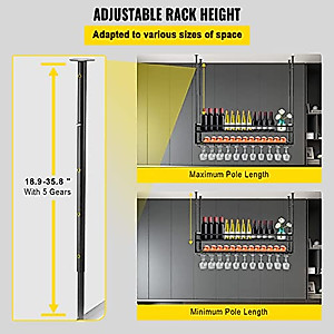 VEVOR Ceiling Wine Glass Rack, 46.9 x 11.8 inch Hanging Wine Glass Rack, 18.9-35.8 inch Height Adjustable Hanging Wine Rack Cabinet, Black Wall-Mounted Wine Glass Rack Perfect for Bar Cafe Kitchen