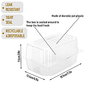 50 Pcs Clear Plastic Hinged Take Out Containers Disposable Clamshell Food Cake Containers with Lids 7.3 x 4.9 x 3.8 inch for Dessert, Cakes, Cookies, Salads, Pasta, Sandwiches