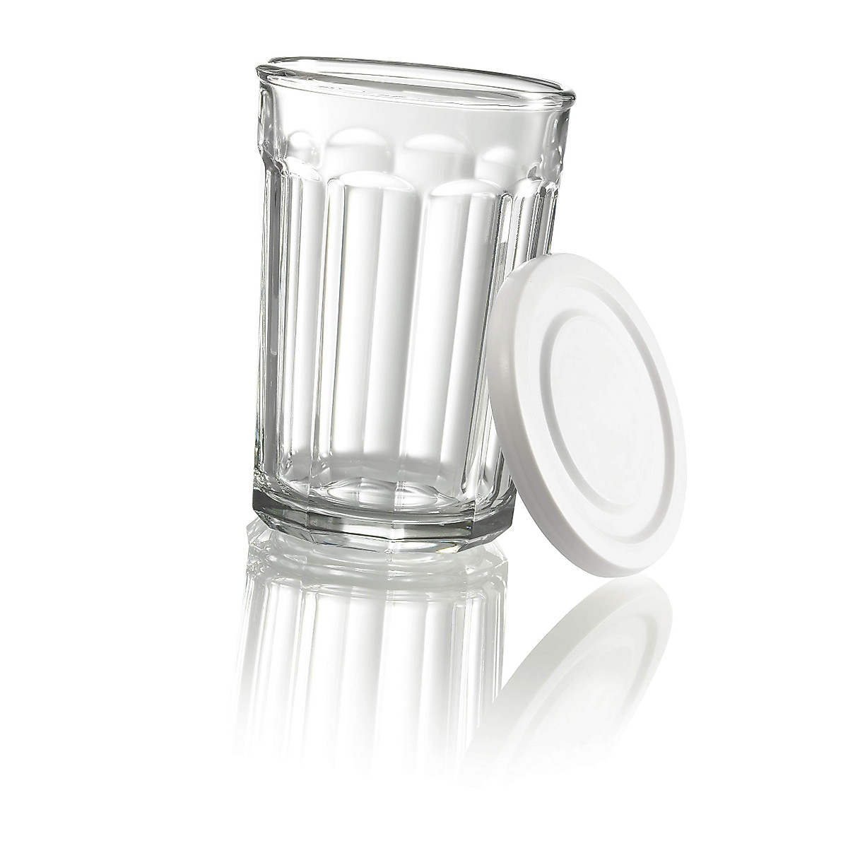 Luminarc Working 21-Ounce Storage Jar/Cooler with Lids, Set of 4 Tumbler Glasses, 4 Count (Pack of 1), Clear