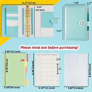 A5 6-Ring Planner kit with Planner Refill Inserts, Cash Pockets, Matched Labels, Christmas Gift Kit with Gift Box,Card and Pen 9.25 x 7.08'' (Harphia, 142B-Mint)