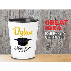 Bubble Hugs Custom Graduation 2021 - Graduation Cap Shot Glass 1.5 oz as Party Supplies, Graduation Decorations, School College