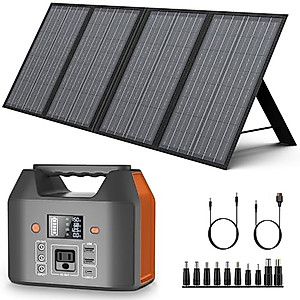 EnginStar 150W Small Solar Generator with 60W Solar Panel, 6 Outputs 42000mAh Portable Charger Power Bank for Outdoor Home Emergency