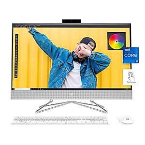 HP 2021 27 Pavilion All-in-One PC, 27" Full HD IPS Touchscreen, 11th Gen Intel i7-1165G7 Processor, 32 GB RAM, 1 TB PCIe SSD, WiFi, Webcam, Wireless Mouse and Keyboard, Win10 (Latest Model)