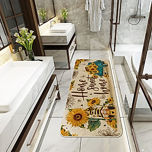 Hexagram Sunflower Kitchen Rugs and Mats Set of 2, Sunflower Kitchen Mats, You are My Sunshine Farmhouse Anti Fatigue Mats for Floor Decorations, Sunflower Kitchen Decor 17x29 Inch-17x47 Inch